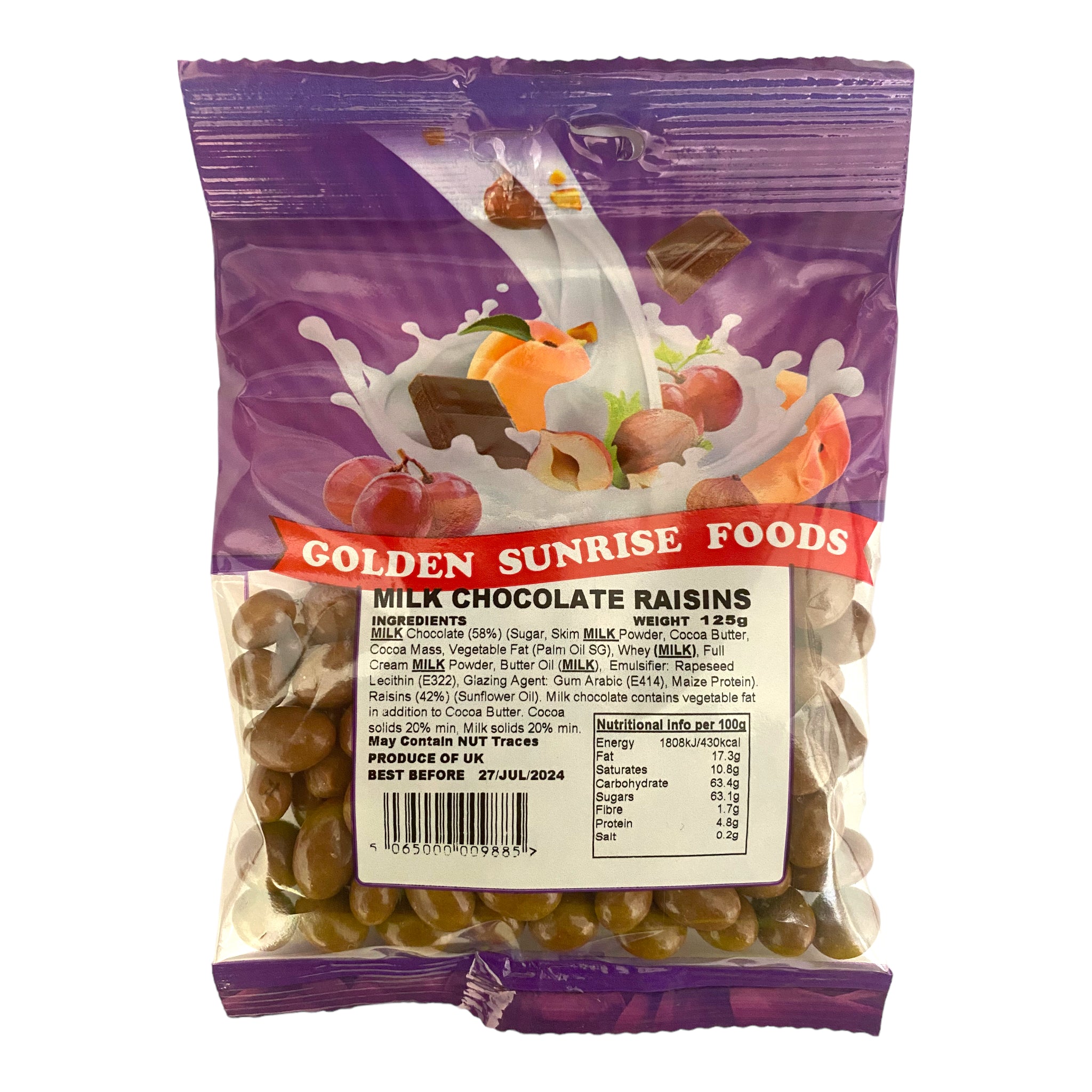 Golden Sunrise Foods Milk Chocolate Raisins 75G