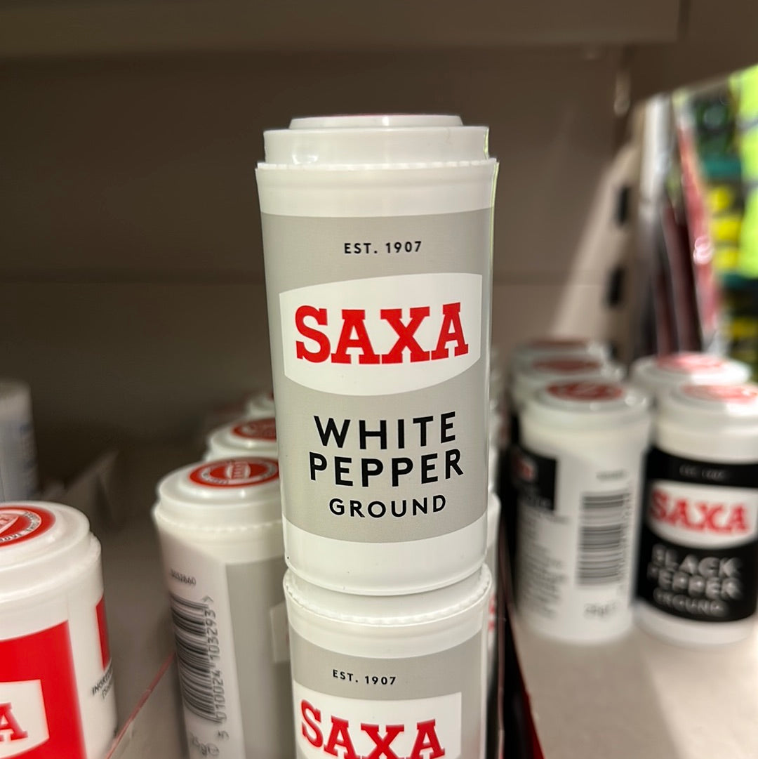 Saxa White Pepper Ground 25g – Barleylands Farm Shop